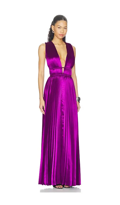 Ulla Johnson Sleeveless Satin Gown - Amaranth