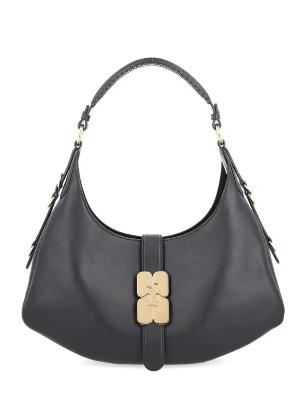 GANNI Kat Small Shoulder Bag With Gold Tone Clasp - Black
