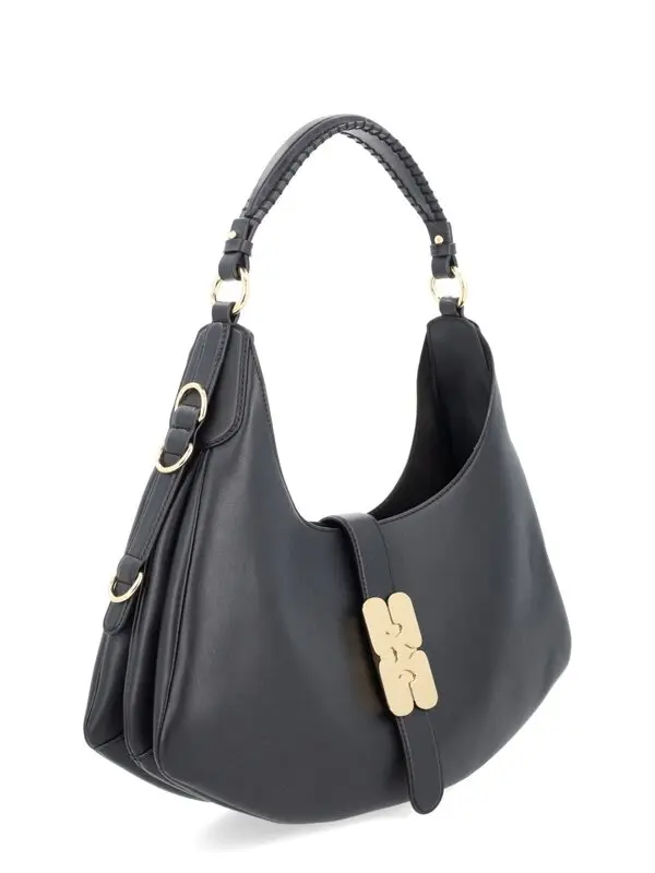 GANNI Kat Small Shoulder Bag With Gold Tone Clasp - Black