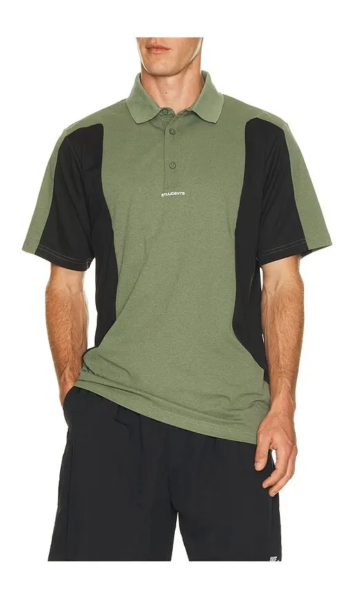 STUDENTS GOLF Ledgewood Short Sleeve Polo Shirt In Dark Green - Military