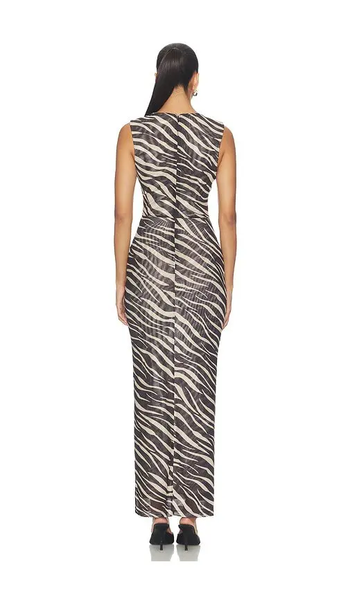 Ronny Kobo Print Mesh Maxi Dress