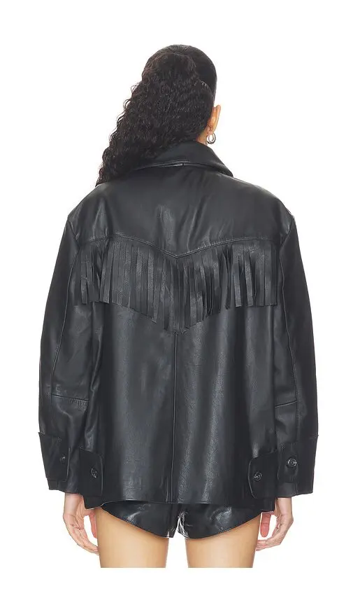 FOUND Hand Embroidered Leather Fringe Jacket