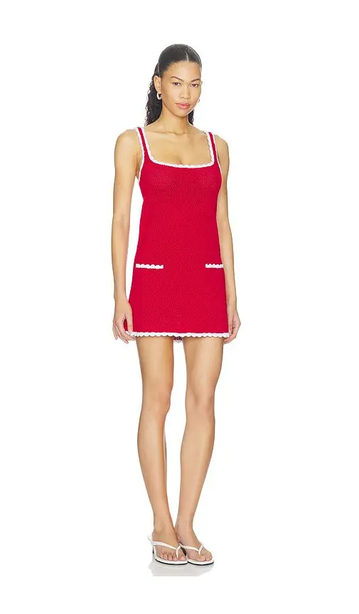 SEROYA Brianna Dress In Red Crochet Knit