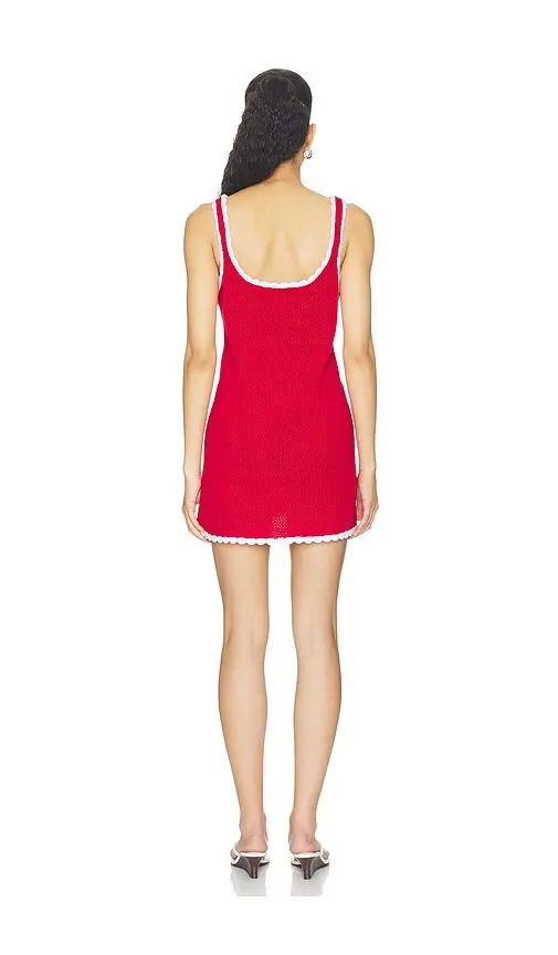 SEROYA Brianna Dress In Red Crochet Knit