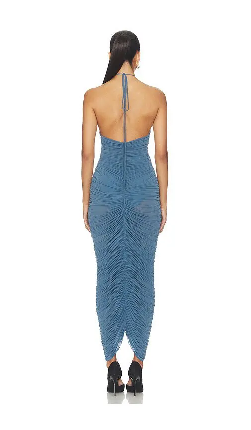 Magda Butrym Ruched Halter Maxi Dress - Blue