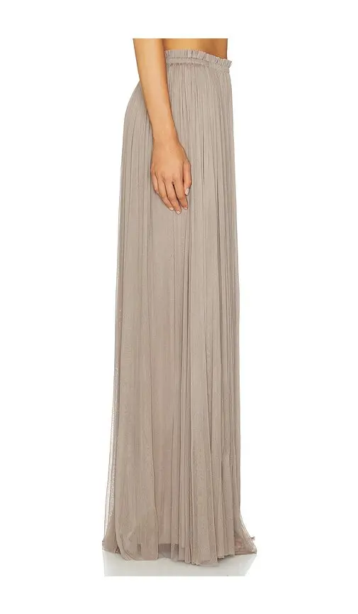 Hanne Bloch Silk Tulle Maxi Skirt With Side Slit - Taupe