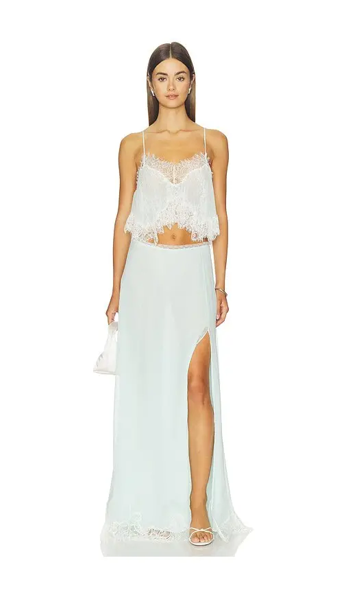LoveShackFancy Loveshackfantasy Silk Chiffon Camisole - Eau De Nil