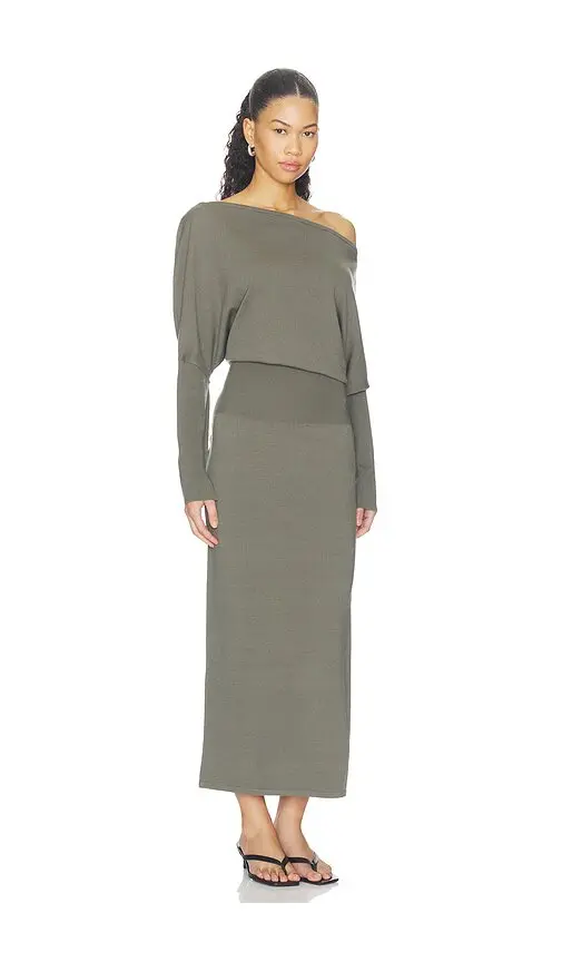 Simkhai Janese Off Shoulder Midi Dress In Army