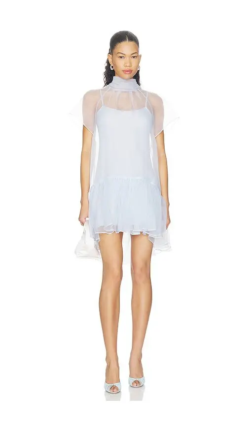 Simkhai Beaux Tiered Mini Dress In Baby Blue - Periwinkle Sky