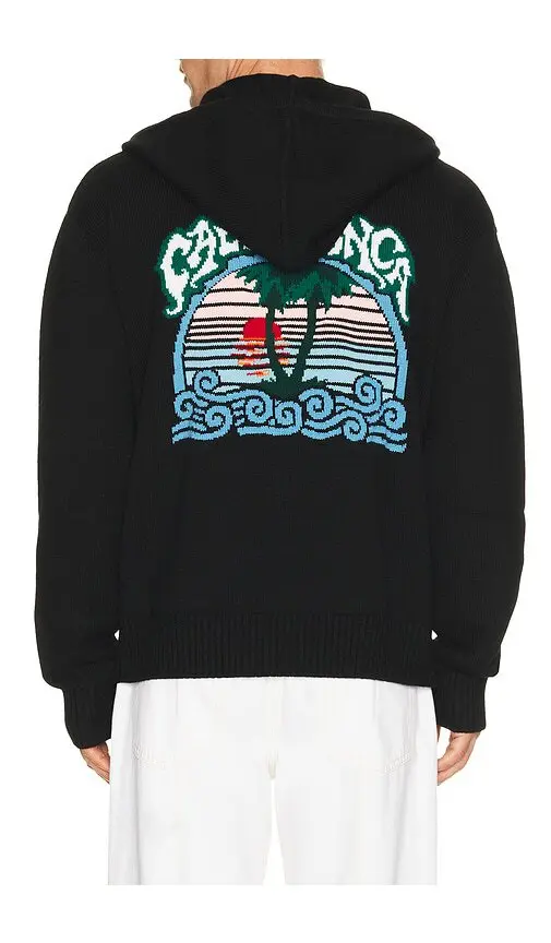 Casablanca Zip Up Hoodie In Black