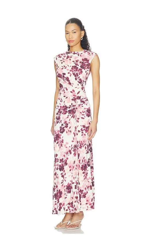Simkhai Acacia Short Sleeve Midi Dress - Fig Multi
