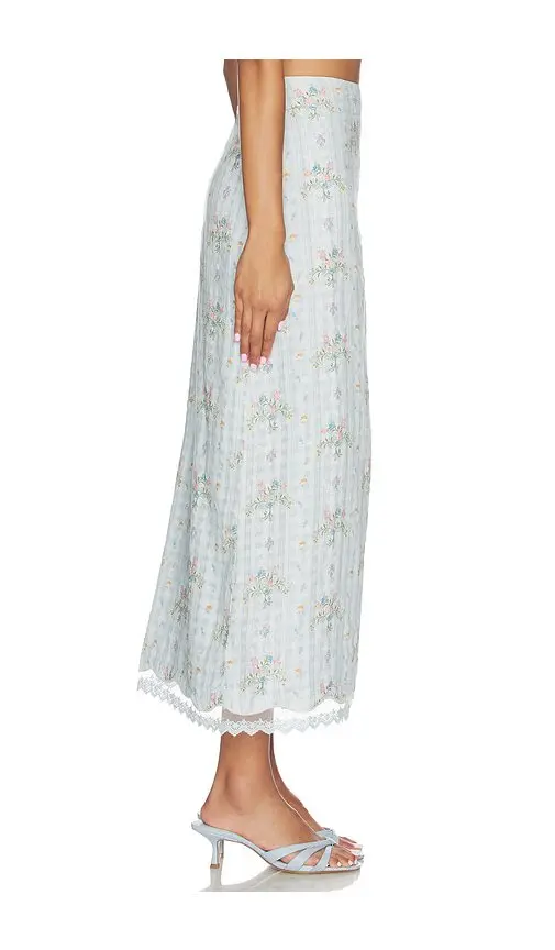 Agua Bendita Tove Bleu Printed Midi Skirt