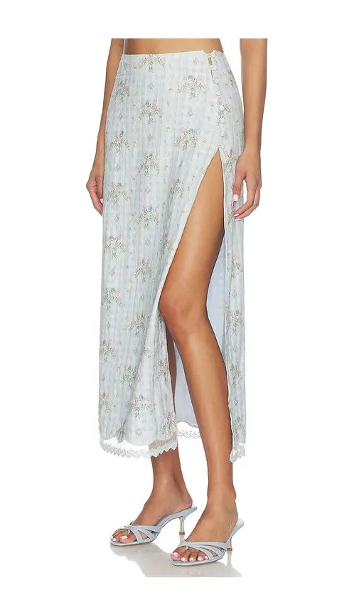 Agua Bendita Tove Bleu Printed Midi Skirt