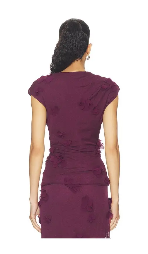 Simkhai Short Sleeve Floral Applique Top - Fig