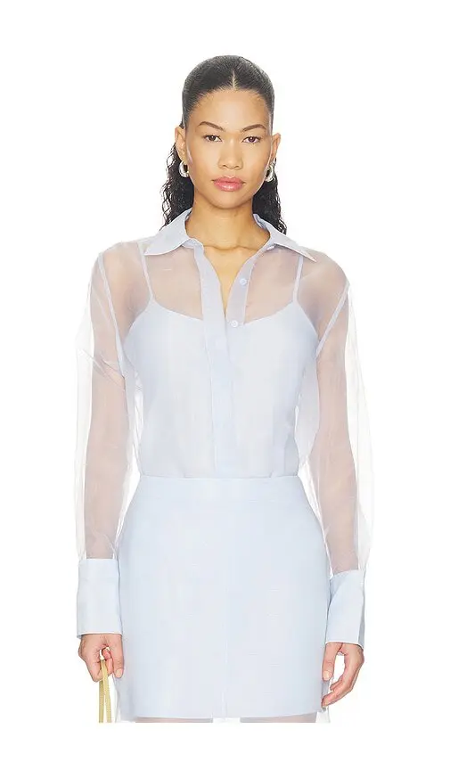Simkhai Loen Long Sleeve Shirt In Baby Blue - Periwinkle Sky