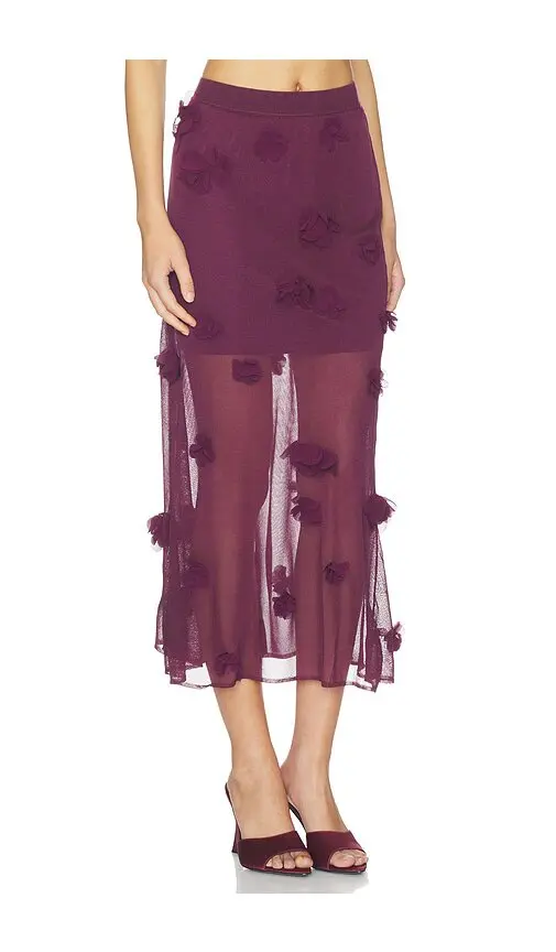 Simkhai Floral Appliqué Midi Skirt - Fig