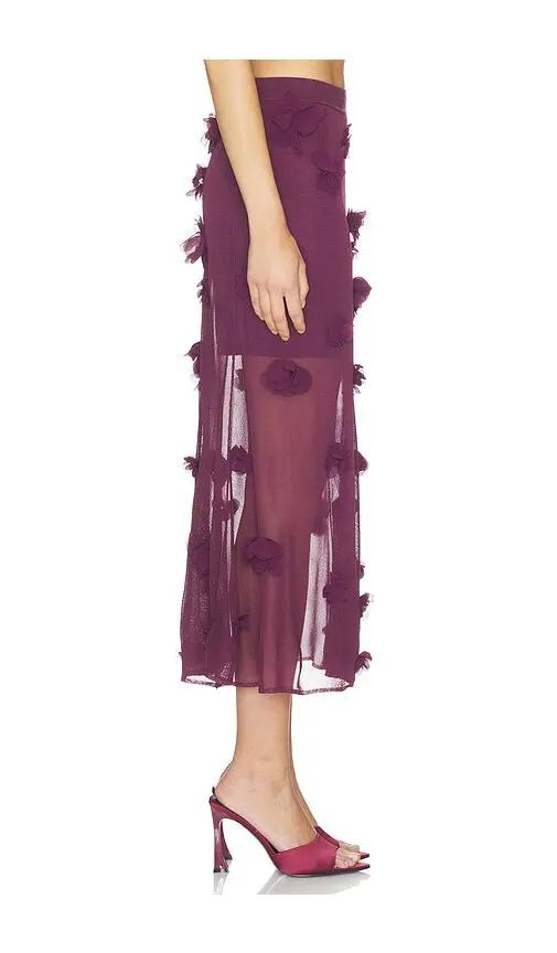 Simkhai Floral Appliqué Midi Skirt - Fig