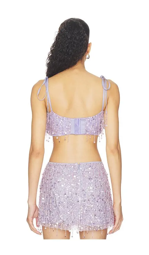 ASTA RESORT Yasmin Hand Beaded Tie Bralette In Lavender