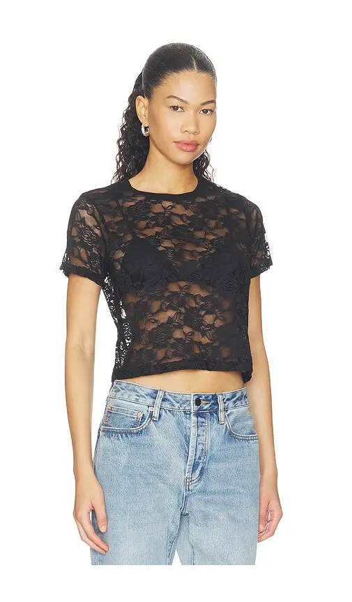 Michael Lauren Tyrique Lace Crop Baby Tee