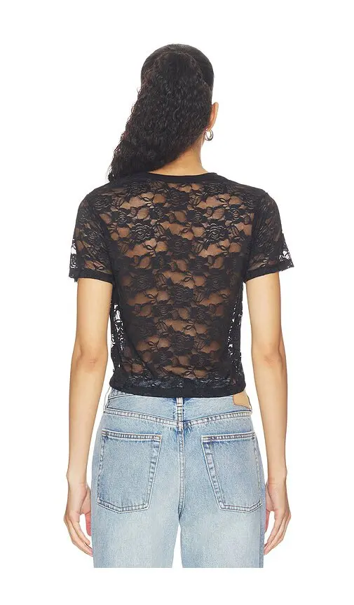 Michael Lauren Tyrique Lace Crop Baby Tee
