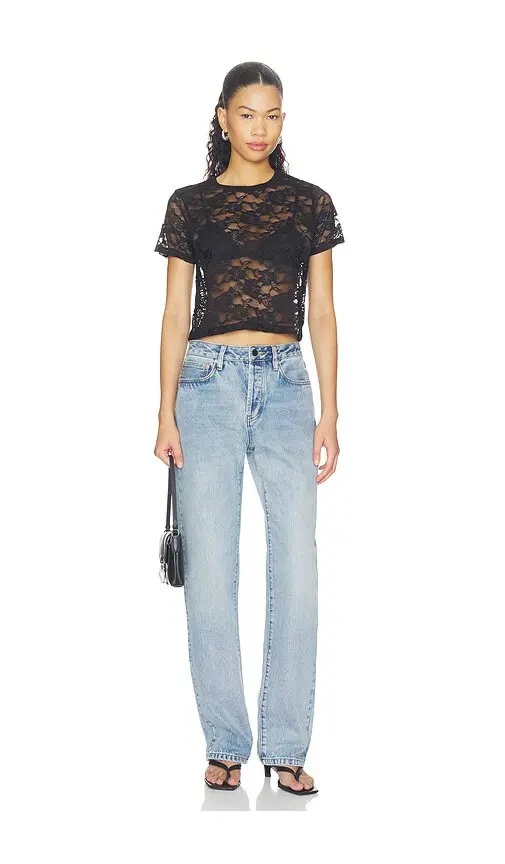 Michael Lauren Tyrique Lace Crop Baby Tee
