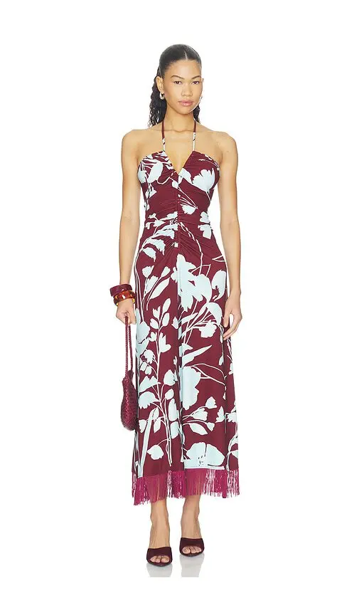 Cara Cara Shelter Island Maxi Dress In Burgundy - Botanic Maroon