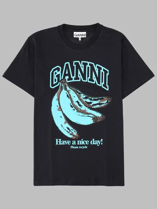 GANNI Banana Print T-shirt - Black