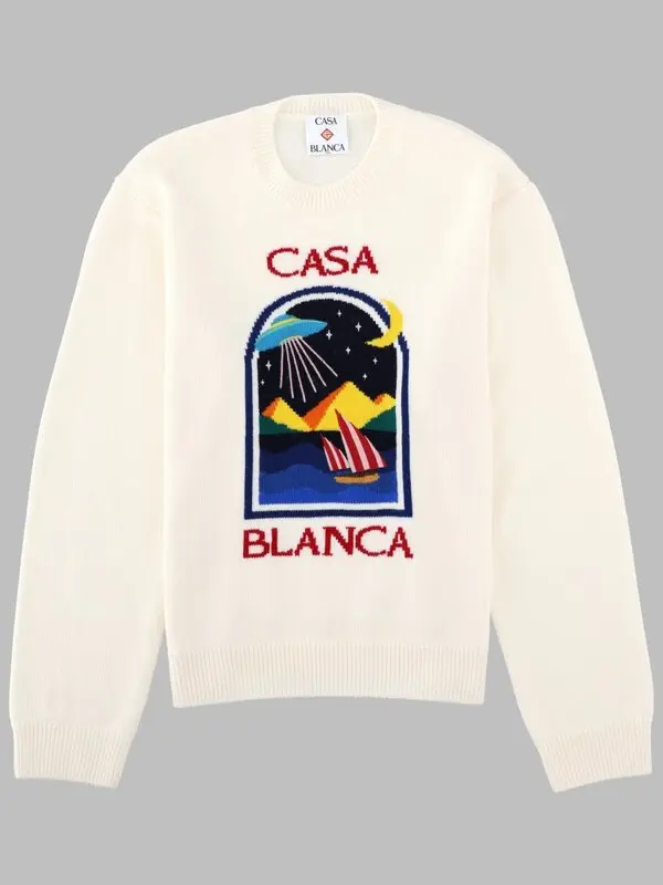 Casablanca Graphic Wool Pullover - White