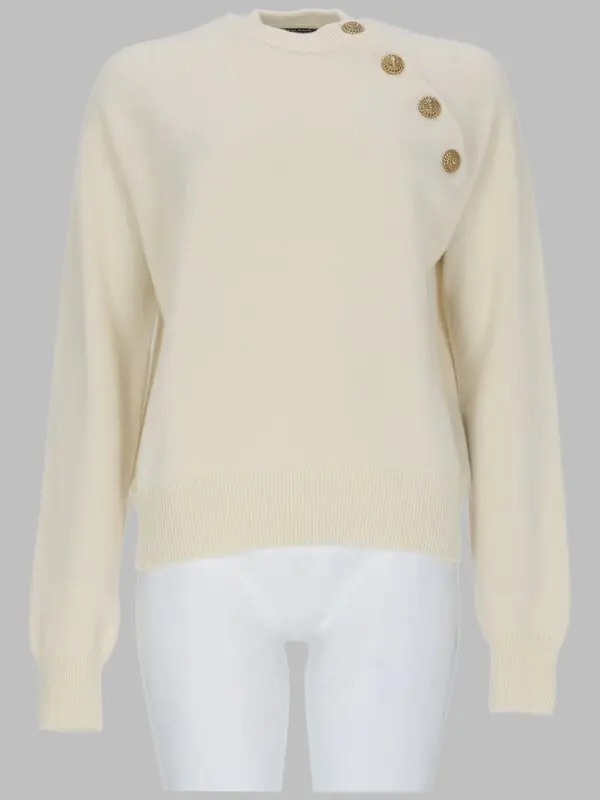 Balmain Maglia Con Bottoni Gioiello - Cream