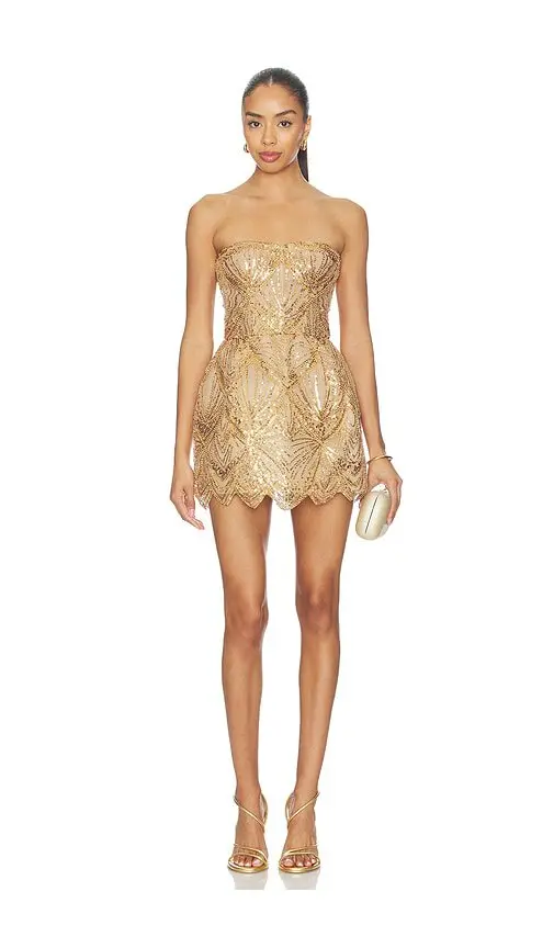 BRONX BANCO Giselle Mini Dress In Metallic - Gold