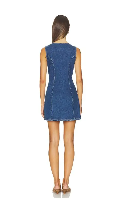 Good American The Denim V Neck Dress In Blue