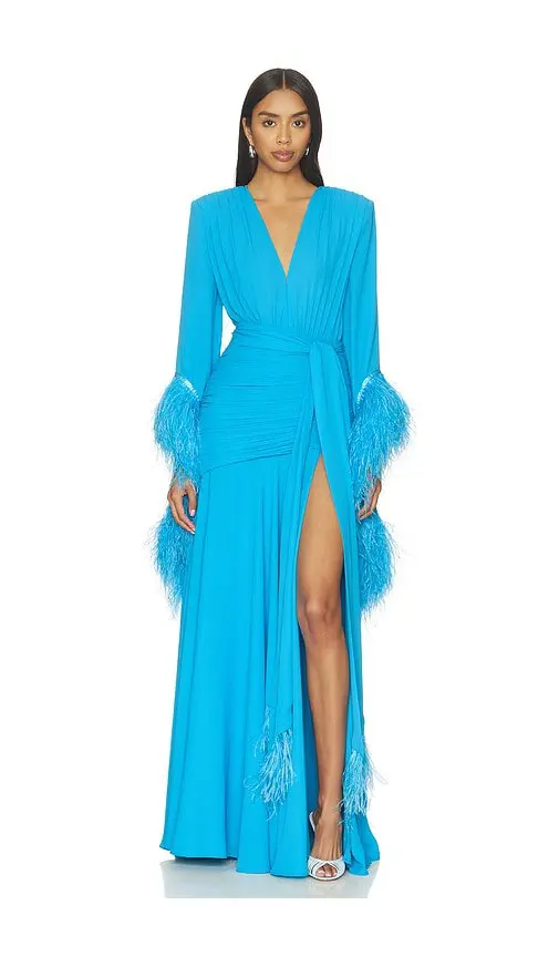 BRONX BANCO Geisha Maxi Dress In Blue - Cerulean