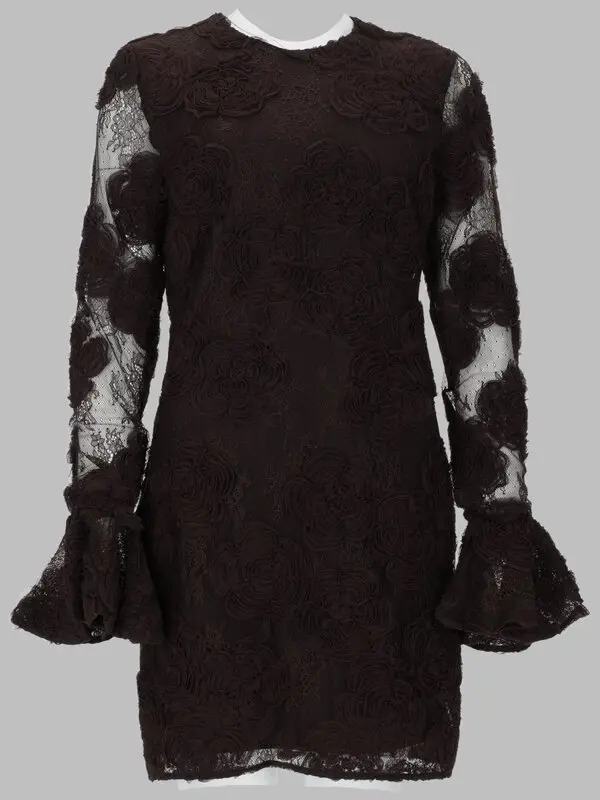 ROTATE BY BIRGER CHRISTENSEN 3d Floral Mini Dress - Brown