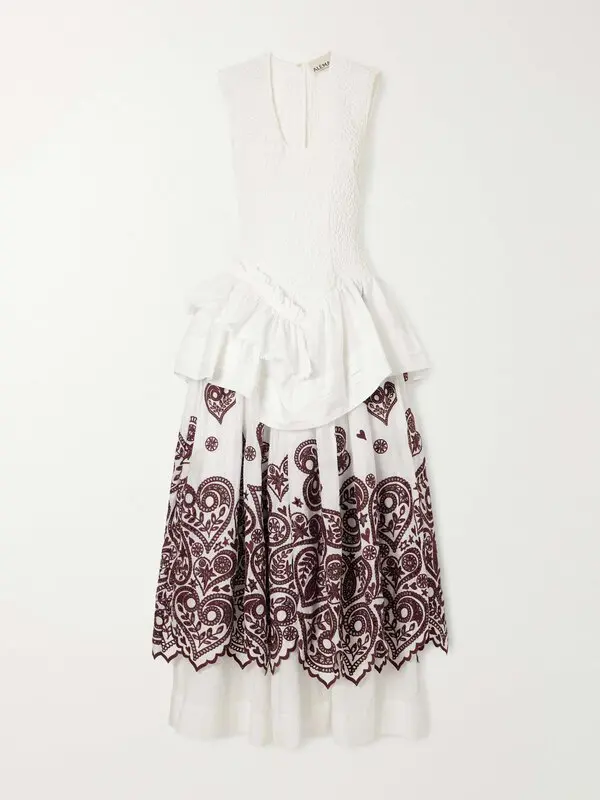 ALEMAIS Bobby Embroidered Cotton Midi Dress - Cream