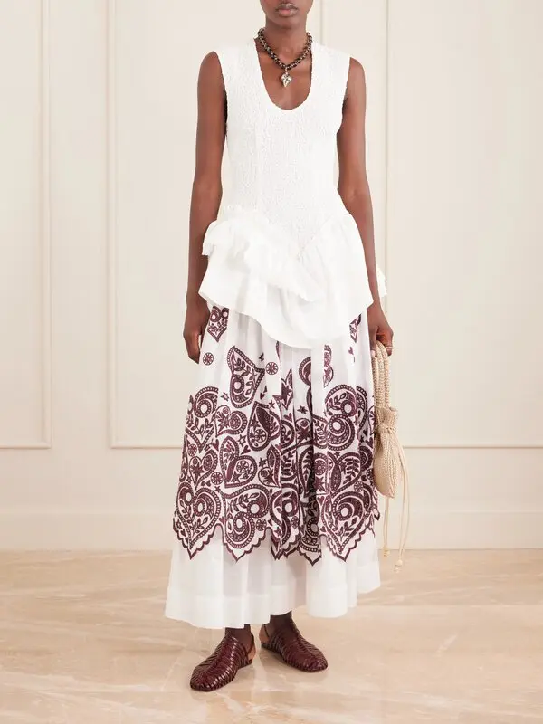 ALEMAIS Bobby Embroidered Cotton Midi Dress