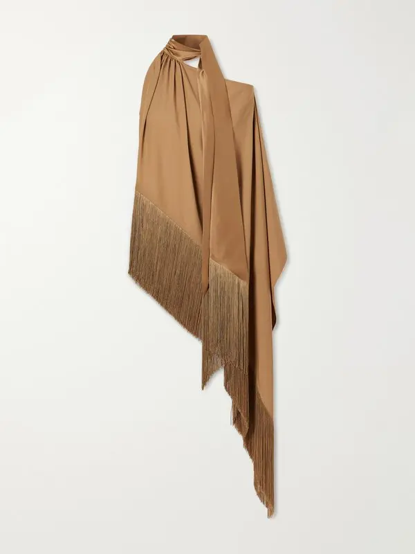 TALLER MARMO Atlas Fringed Crepe Blouse - Brown