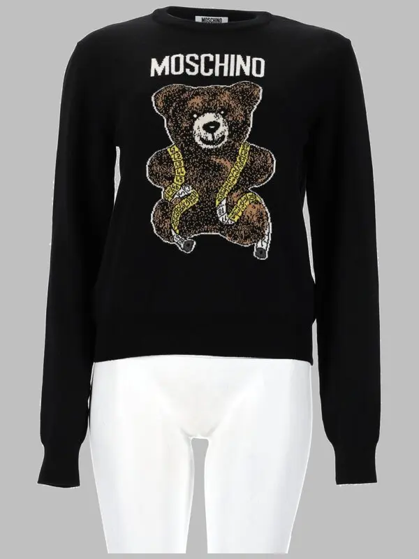 Moschino Teddy Bear Print Wool Sweater - Black