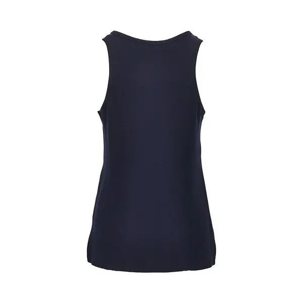 Max Mara Sleeveless Silk Cady Top With M Embroidery - Blue