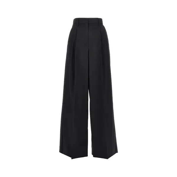Max Mara Virgin Wool Wide-leg Pants - Black