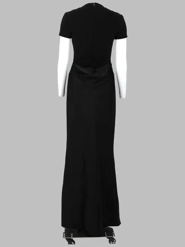ROTATE BY BIRGER CHRISTENSEN Fitted Cut Short Sleeve Draped Maxi Dress - Black