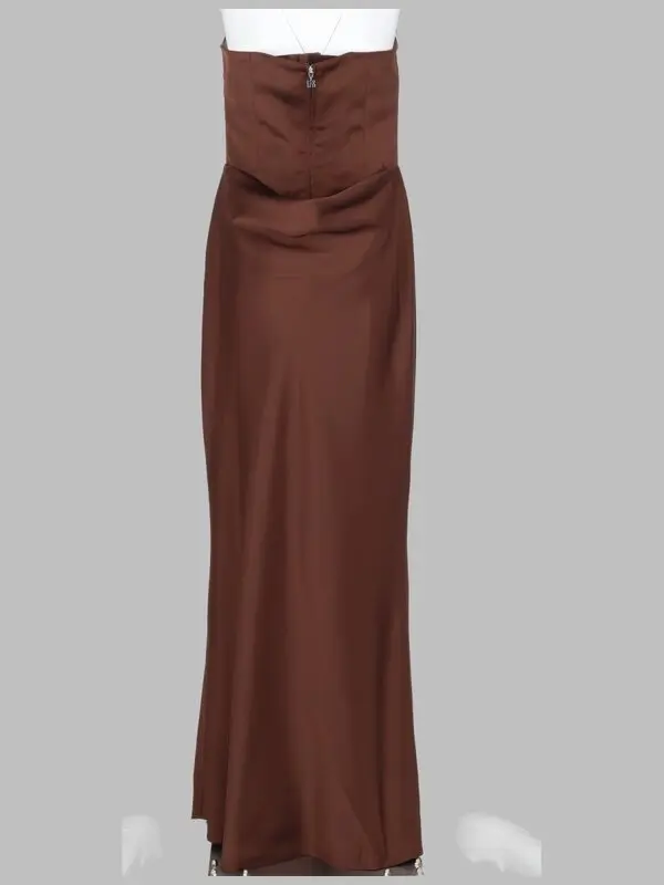 ROTATE BY BIRGER CHRISTENSEN Strapless Draped Maxi Dress - Brown