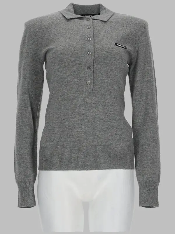 ROTATE BY BIRGER CHRISTENSEN Polo In Merino Wool And Cashmere - Gray