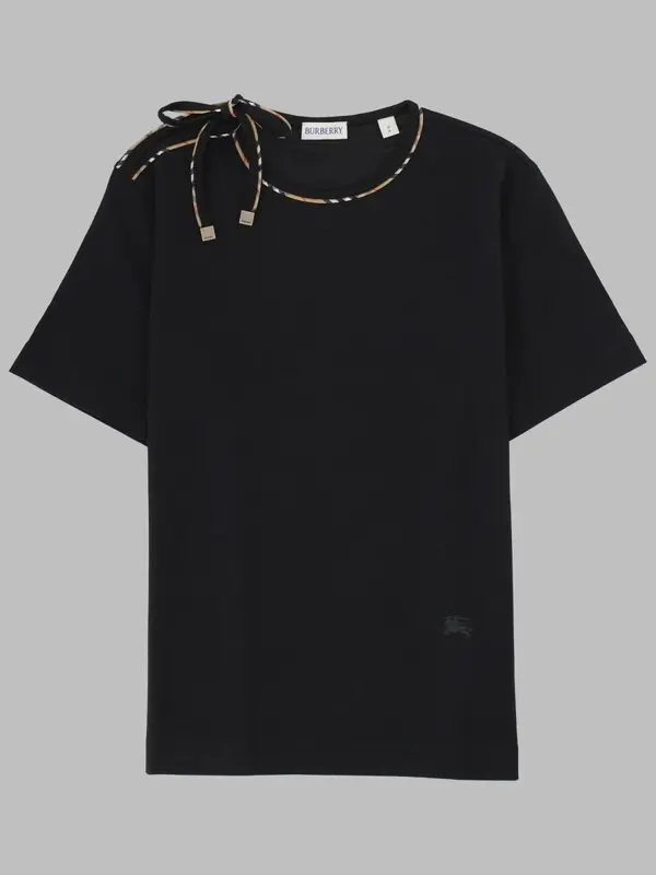 Burberry Cotton T-shirt With Bow Detail - Black