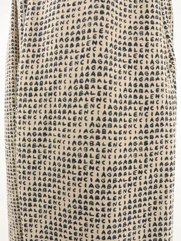 Balenciaga Monogram Silk Wide Leg Trousers - Beige
