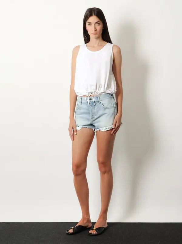 Loewe Denim Bermuda Shorts With Frayed Edges - Blue