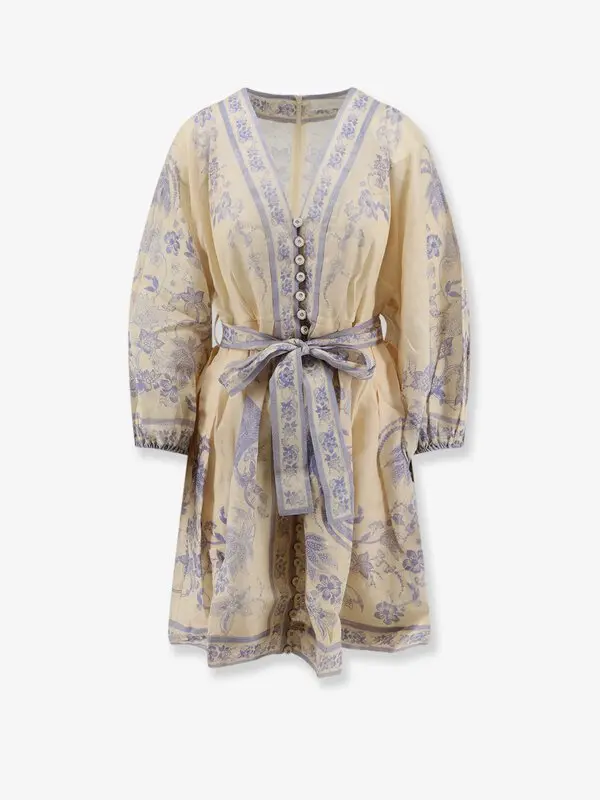 Zimmermann Indra Printed Linen Dress - Beige