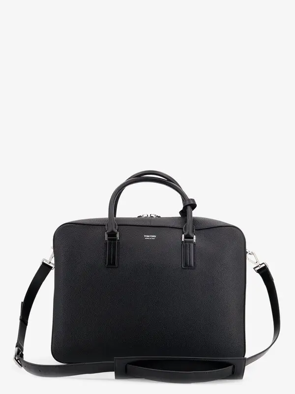 TOM FORD Leather Work Bag With Front Lettering Logo