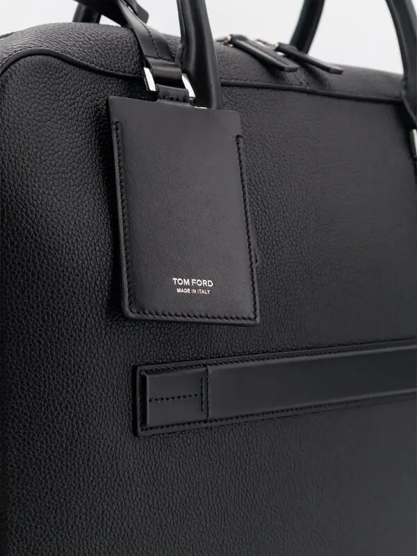 TOM FORD Leather Work Bag With Front Lettering Logo