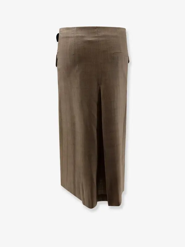 SEMICOUTURE Belted Wool Skirt With Prince Of Wales Check