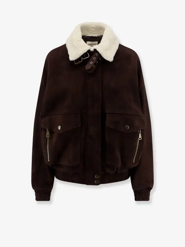 SEMICOUTURE Suede Jacket With Fur Collar